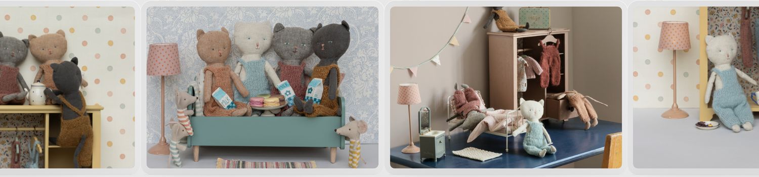 Maileg Kitten Family – Soft Toy Cats in Overalls – Nordic Fusion Store
