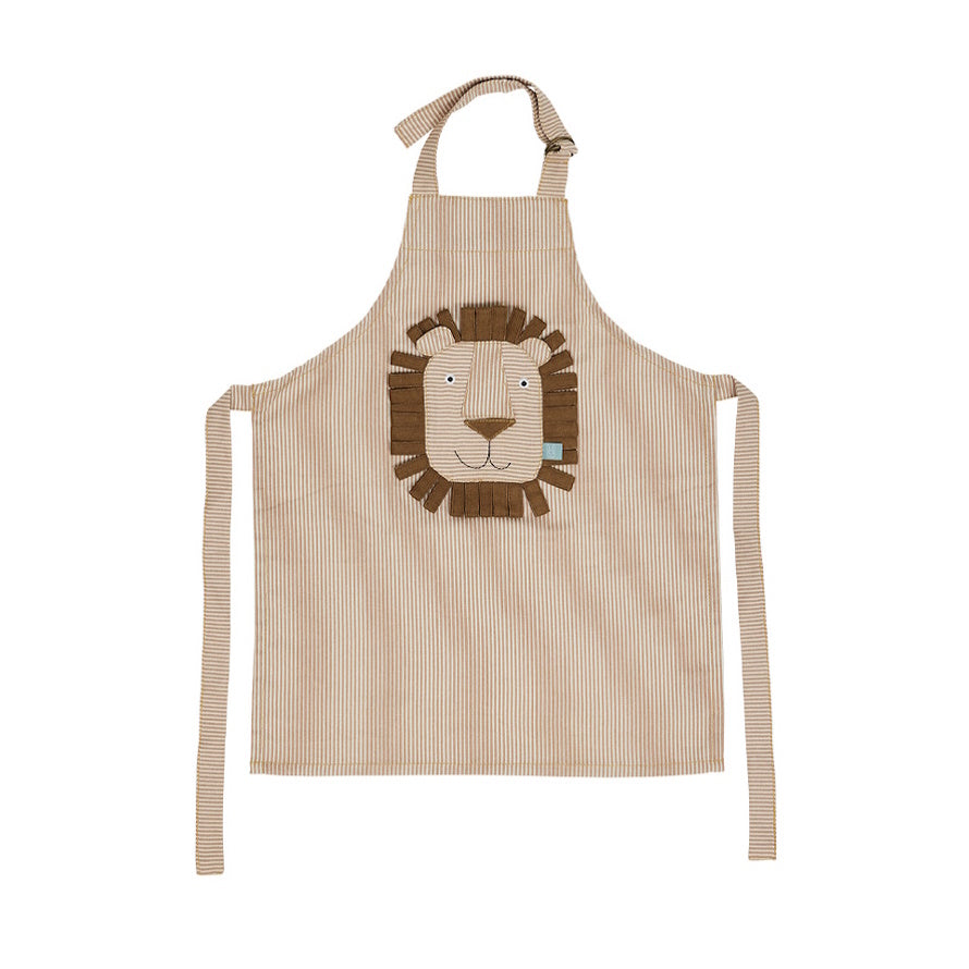 OYOY Striped Denim Lion Apron – Fun and Durable Kids Apron – Nordic ...